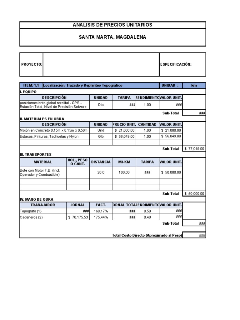 EJEMPLO APUs | PDF | Ingeniería | Tecnología geográfica