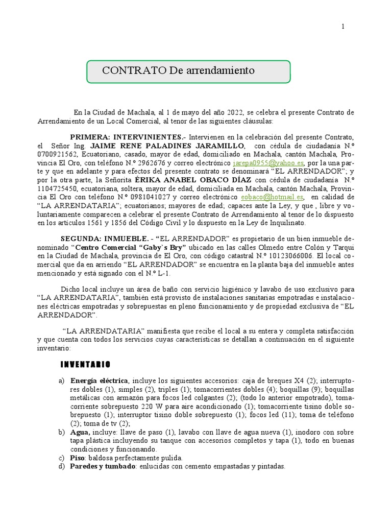 CONTRATO A ARREND - Según Norma APA-nuevo | PDF | Consentimiento ...
