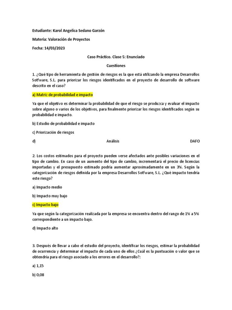 Caso Practico Clase Seis - Control y Seguimiento - Master en Gestión de ...