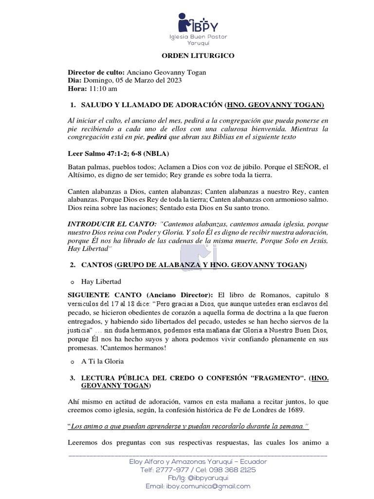 Orden Litúrgico IBPY | PDF | Cristo (título) | Jesús