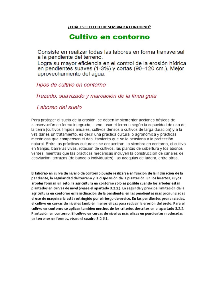 Cómo reducir la erosión del suelo mediante la siembra a contorno | PDF ...