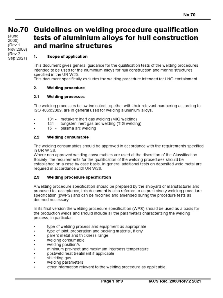 Guidance on Welding Procedure Qualification Tests for Aluminum Alloys ...