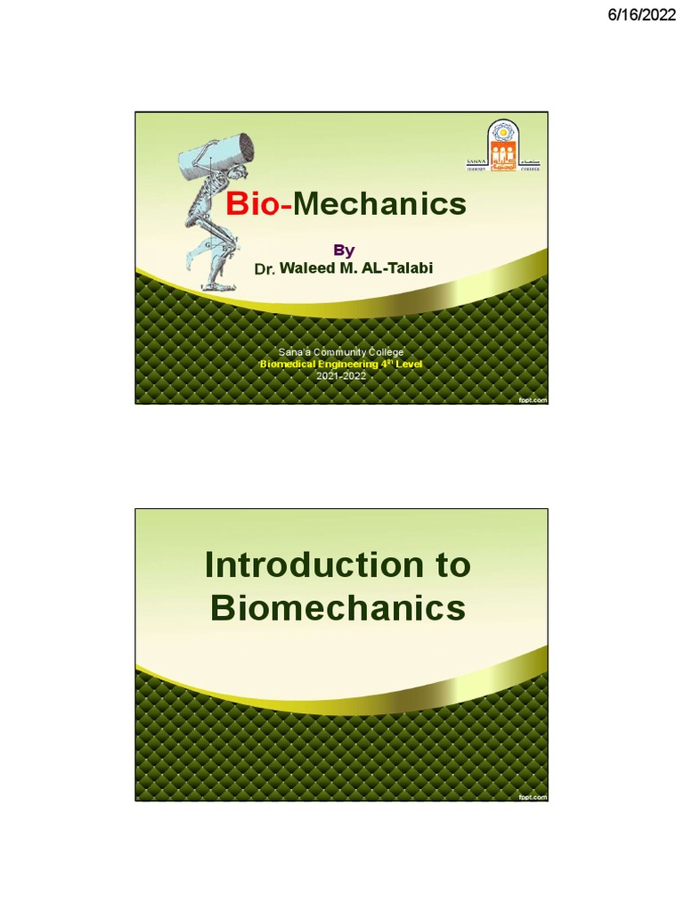 001 Introduction-to-BioMechanics-Waleed-Altalabi | PDF | Biomechanics ...