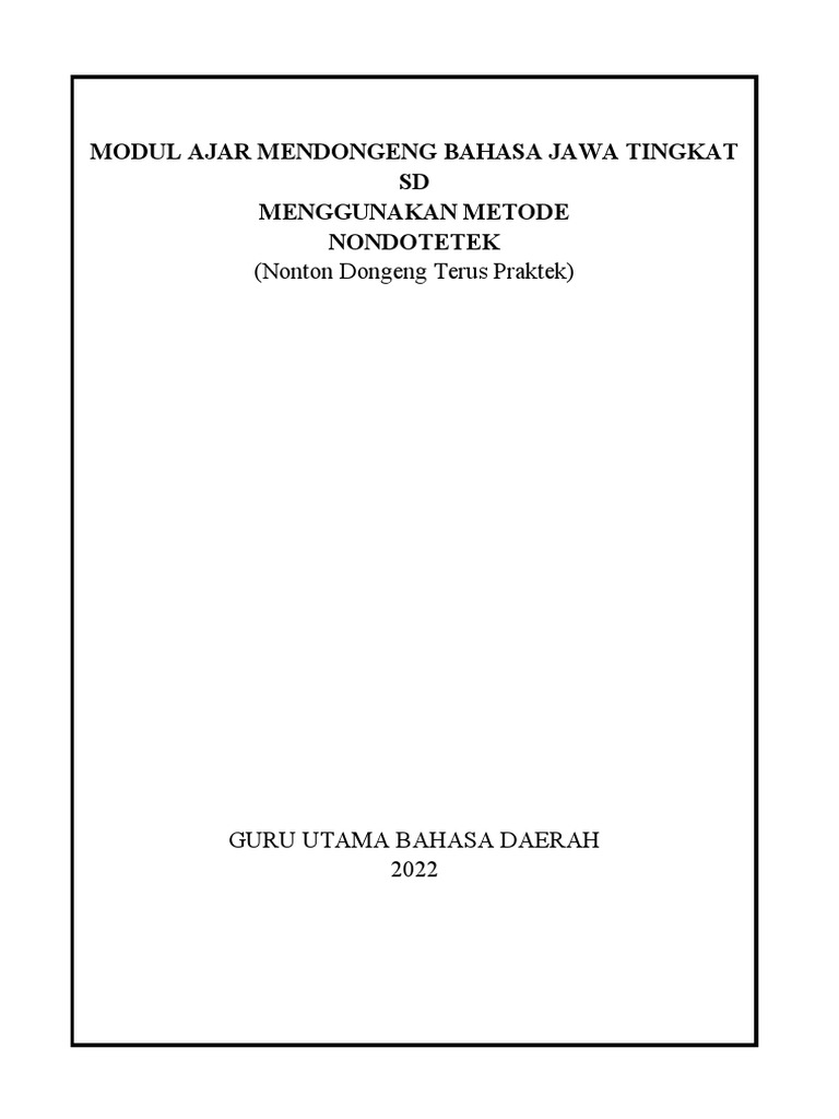 Modul Ajar Mendongeng Kelas 3 SD | PDF
