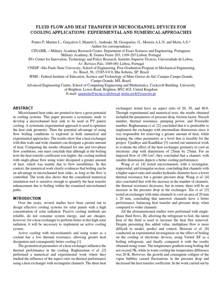 Fluid Flow and Heat Transfer in Microchannel Devices For Cooling ... Fluid Flow and Heat Transfer in Microchannel Devices For Cooling ...
