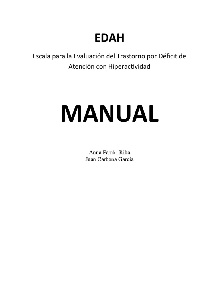 EDAH Protocolo | PDF | Desorden hiperactivo y deficit de atencion | Sicología
