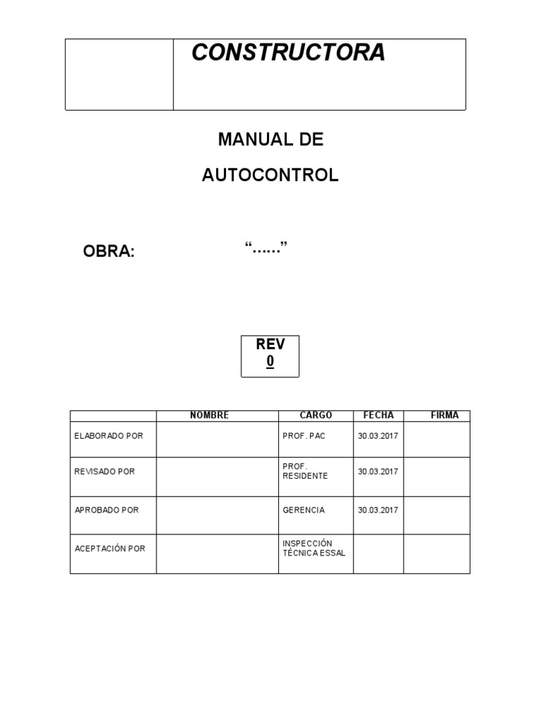 Manual de Autocontrol | PDF | Hormigón | Acero