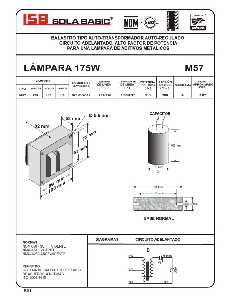 CAT 871-OS-117 Balastro Aditivo Metalico 175 PDF | PDF | Ingenieria ...