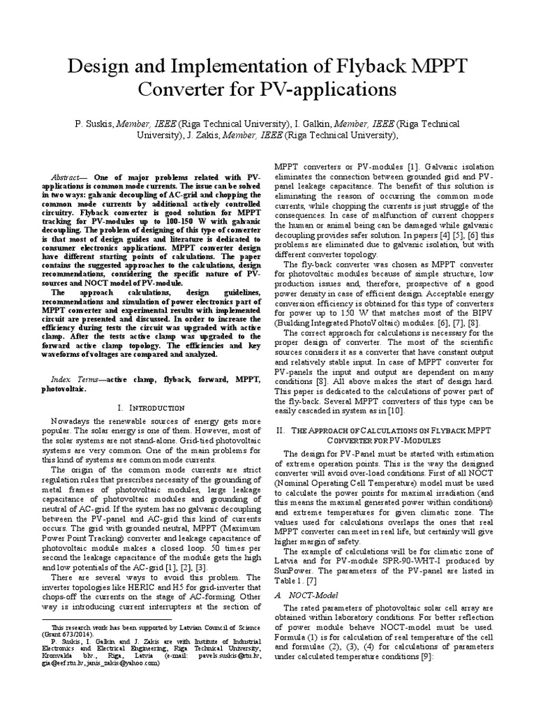 pq2014 Submission 901 | PDF | Transformer | Photovoltaics