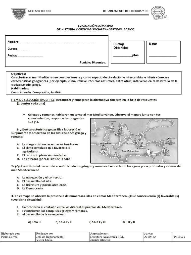 PRUEBA 7° GRECIA Y ROMA pdf | PDF | Antigua Grecia | Esparta