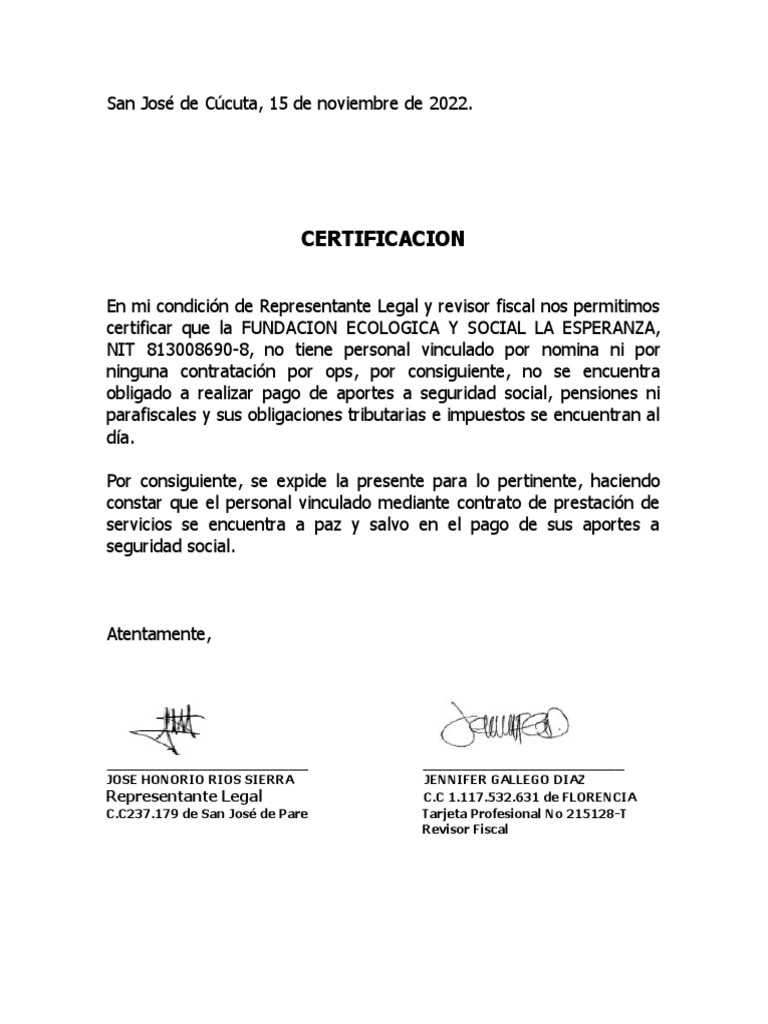 Certificacion Jose Honorio.. | PDF