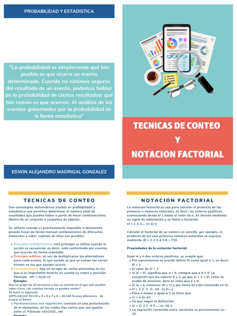 Técnicas de conteo y notación factorial | PDF | Números | Probabilidad
