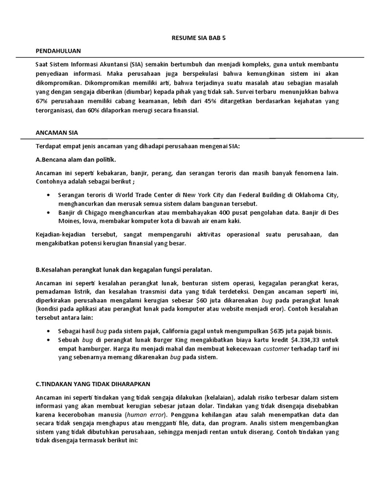 Resume Sia Bab 5 | PDF