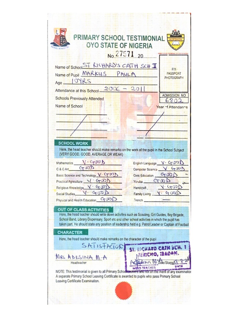 Primary School Testimonial Pdf