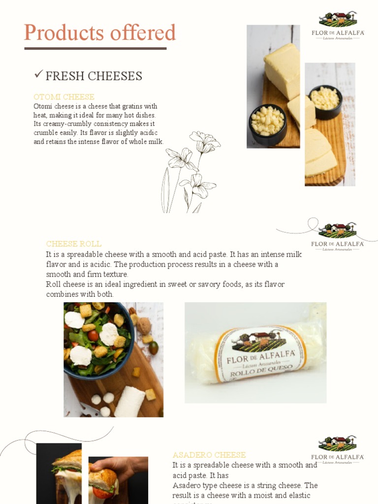 Flor de Alfalfa Products | PDF | Cheese | Foods