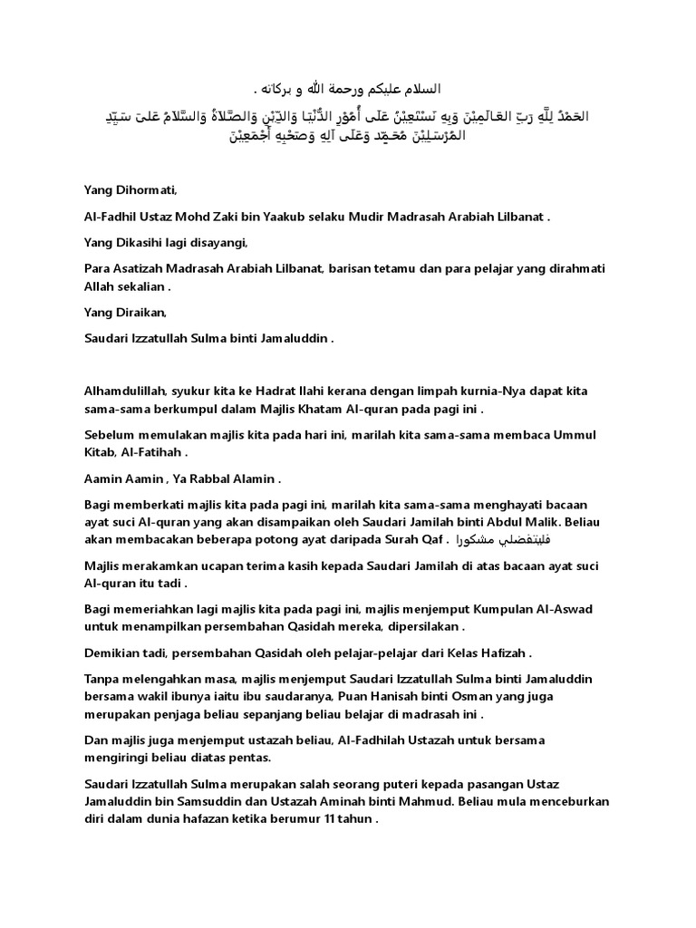 Skrip Emcee Majlis Sulma PDF | PDF