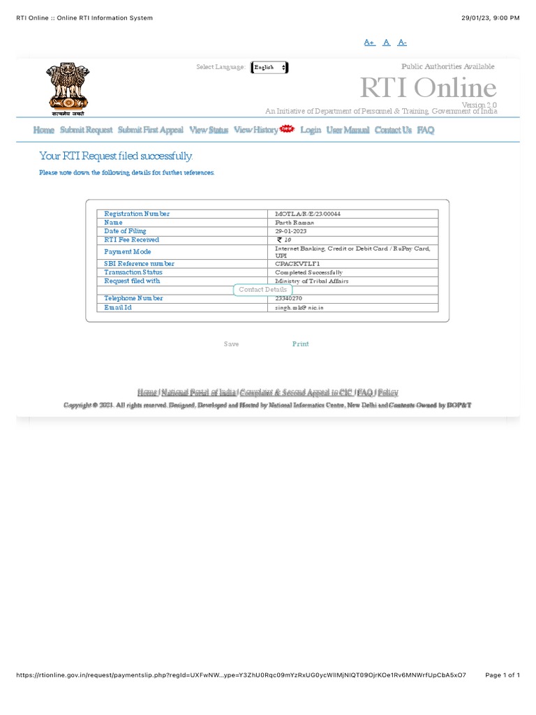 RTI Online: Online RTI Information System | PDF | Computing | Service ...