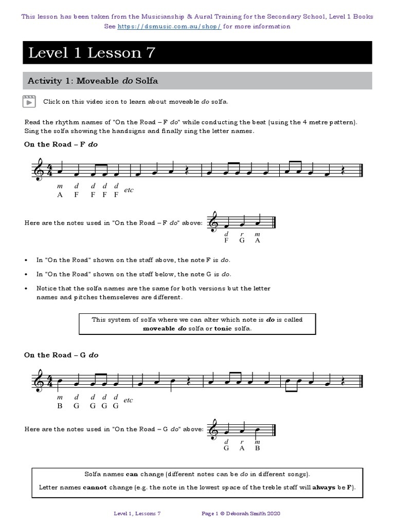 Level 1 Lesson 7 | PDF | Entertainment | Musical Notation