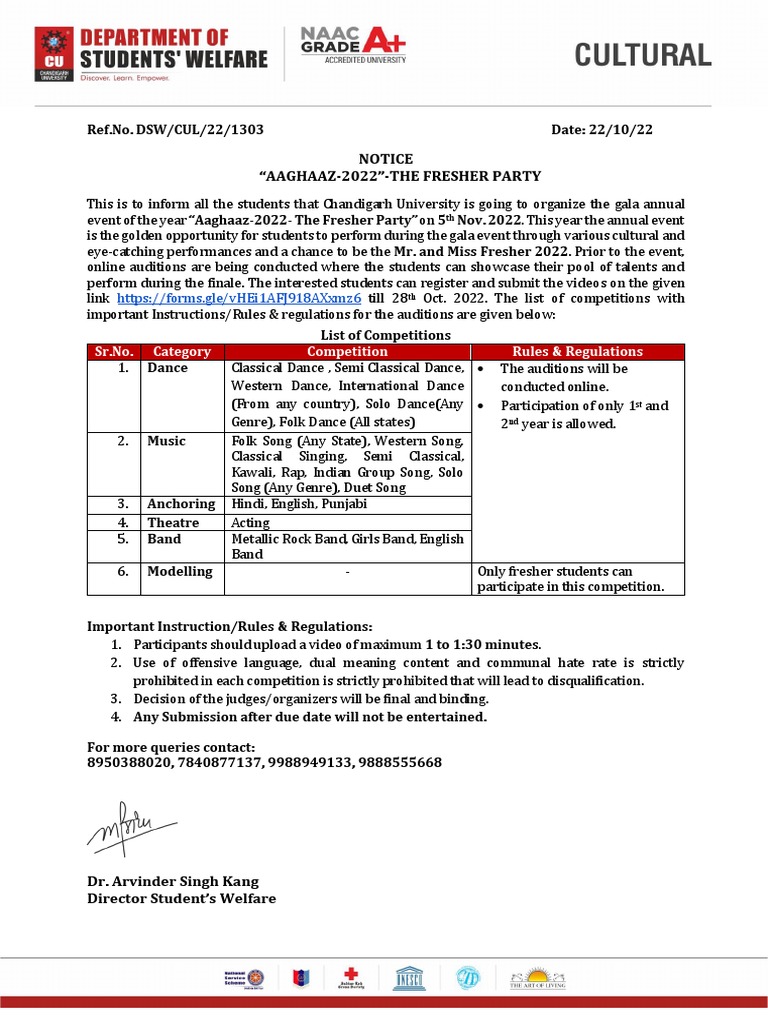 Attachment 1 AAGHAAZ 2022 | PDF | Audition | Entertainment