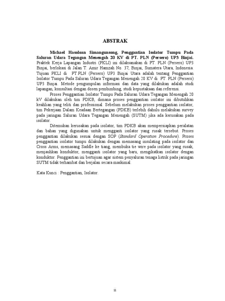 Abstrak Dan Kata Pengantar Laporan PKLI | PDF
