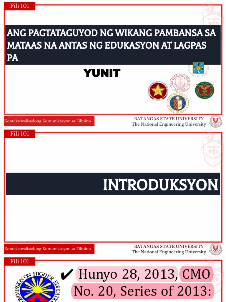 Ang Pagtataguyod NG Wikang Pambansa Sa Mataas Na Antas NG Edukasyon at Lagpas PA 1 | PDF