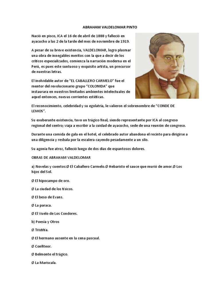 Abraham Valdelomar Pinto | PDF | Clásicos