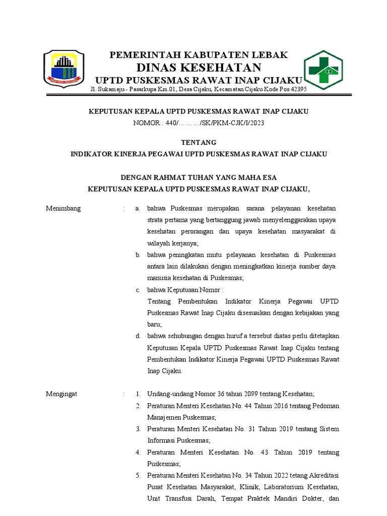 Indikator Kinerja Puskesmas Pdf