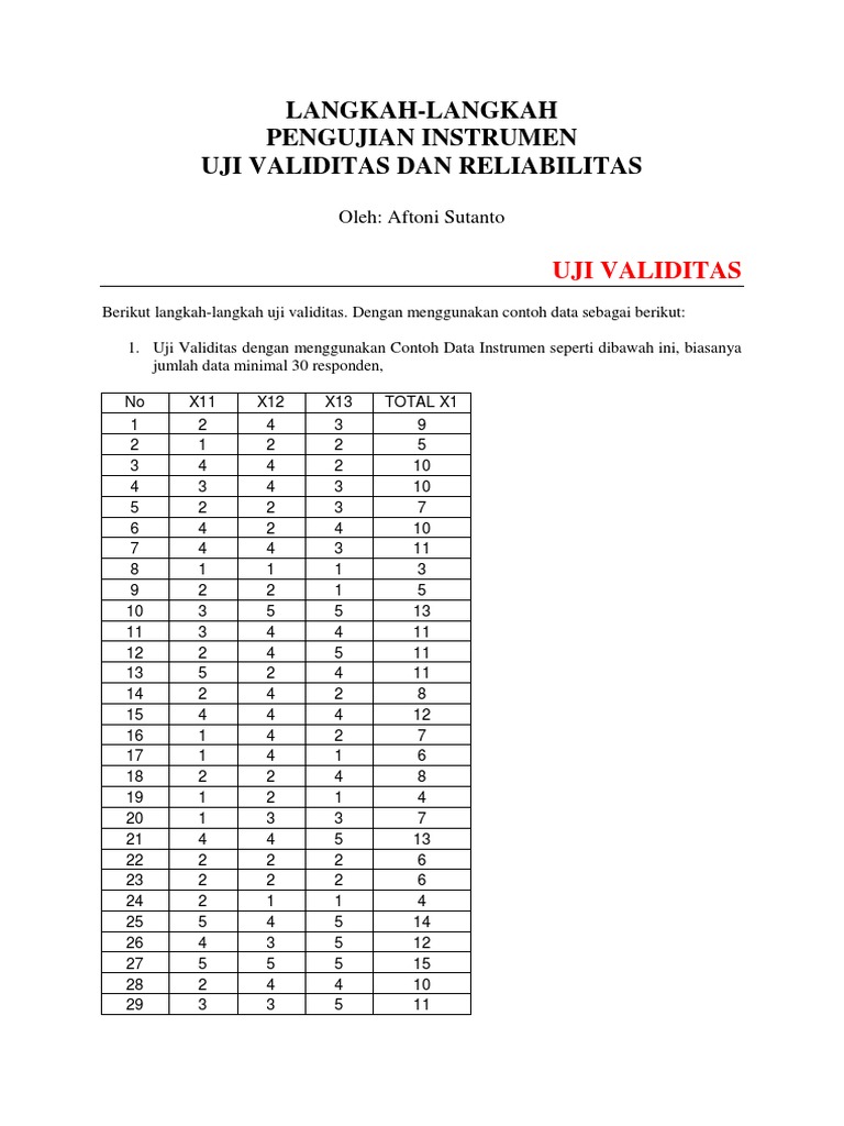 Langkah-Langkah Uji Validitas Dan Reliabilitas | PDF