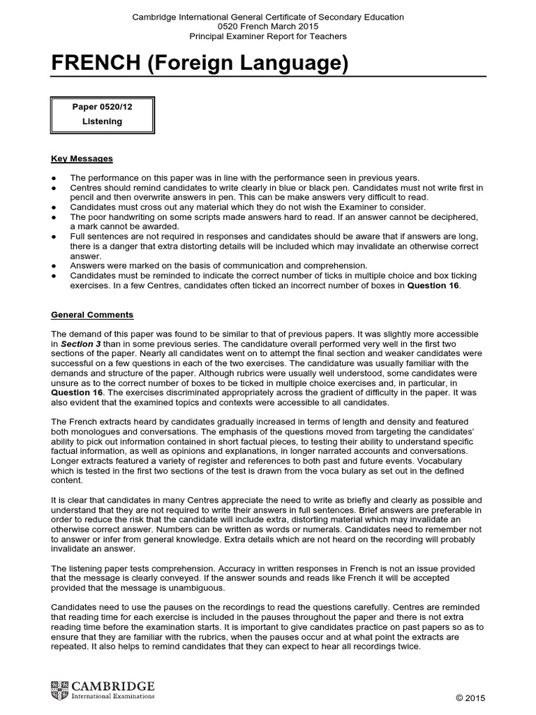 FRENCH (Foreign Language) | PDF | Question | Adjective