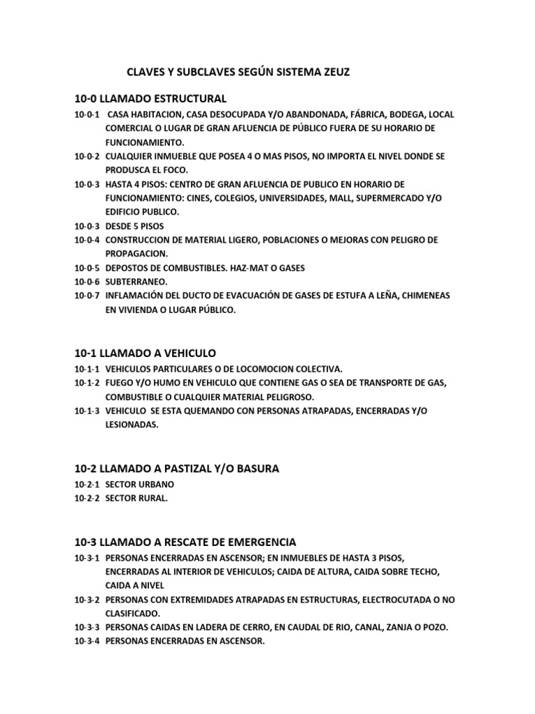 Claves y Subclaves Según Sistema Zeus Linares | PDF