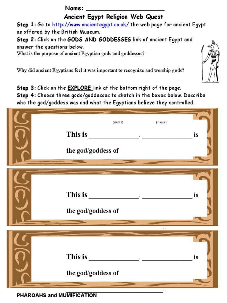 Ancient Egypt Religion Web Quest 2012 | PDF | Ancient Egypt | Ancient ...