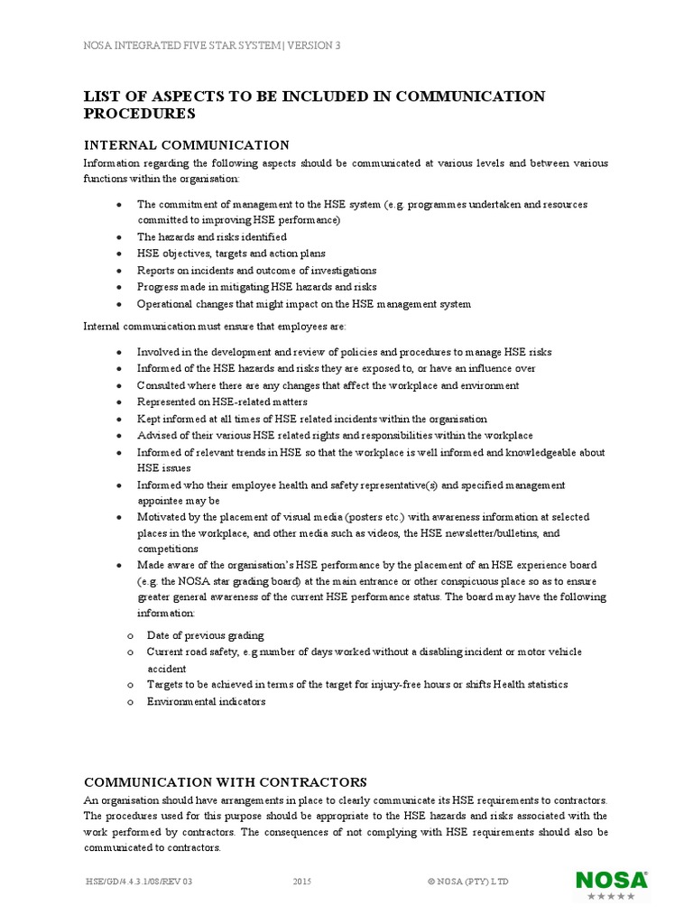 HSE - GD - 4.4.3.1 - 08 - REV 03 List of Aspects To Be Included in ...