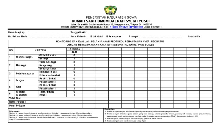 Lembar Monitoring Nyeri | PDF