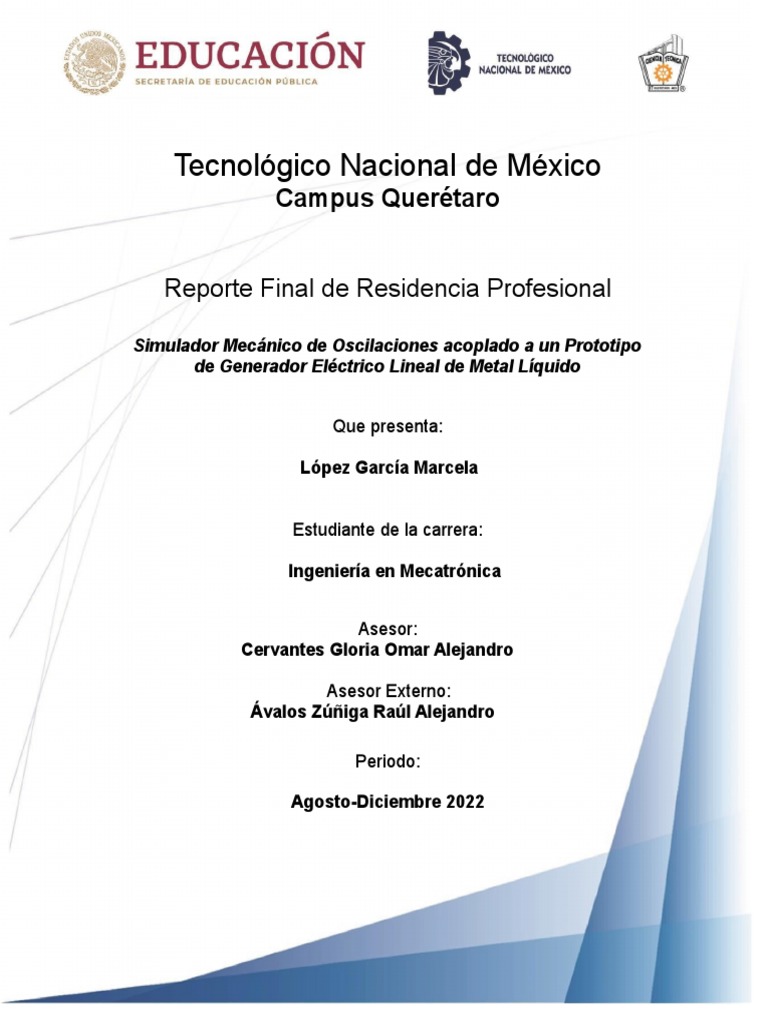 Tecnológico Nacional de México: Reporte Final de Residencia Profesional | PDF | Energía ...