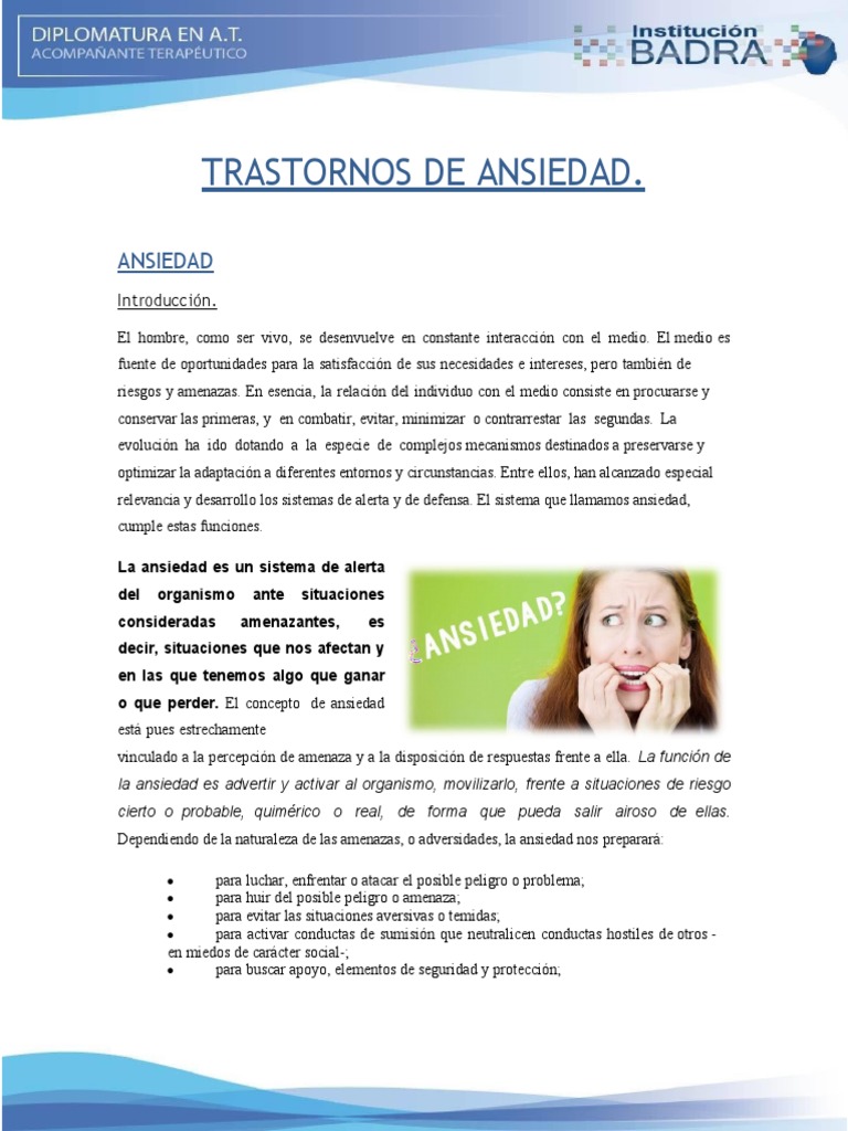 TRASTORNOS DE ANSIEDAD | PDF | Trastorno de ansiedad | Ansiedad