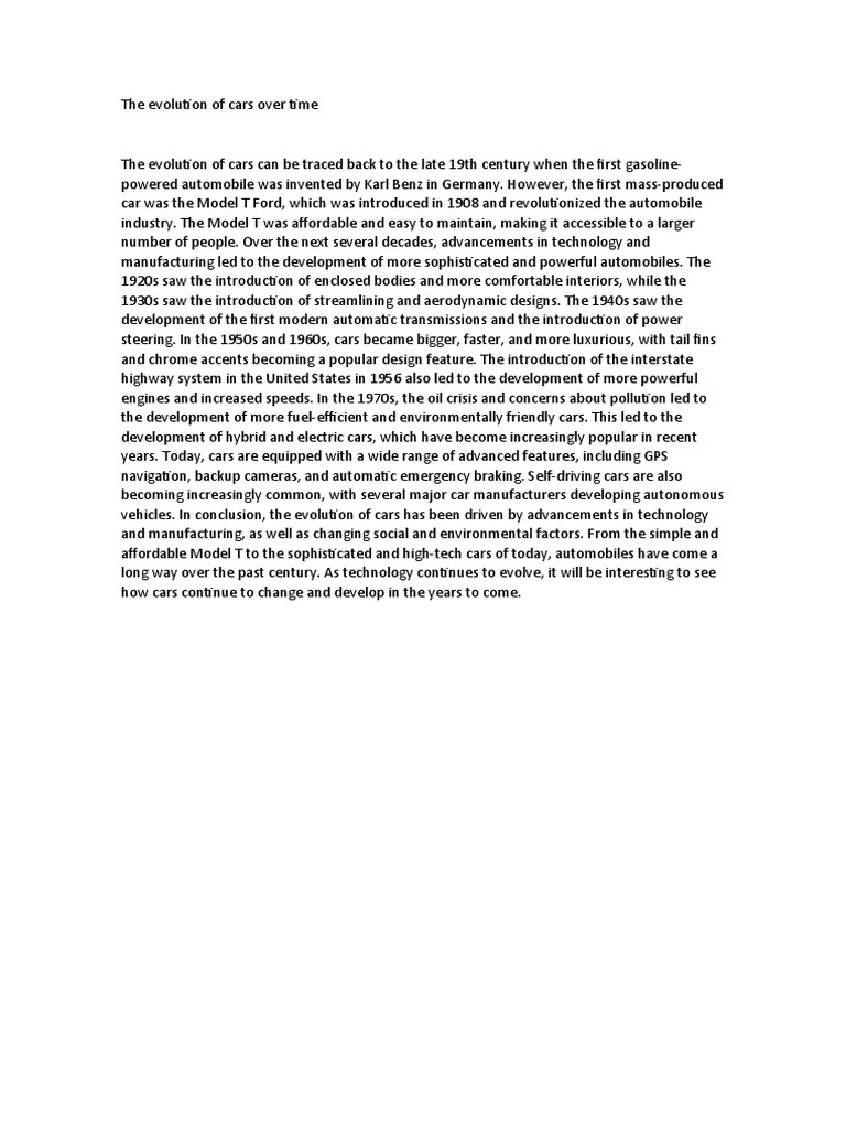 The Evolution of Cars Over Time | PDF