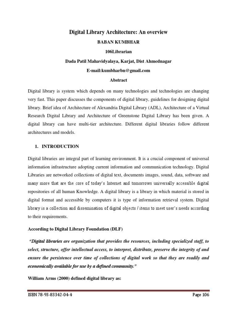 Architecture of Digital Library | PDF | Metadata | Digital Library
