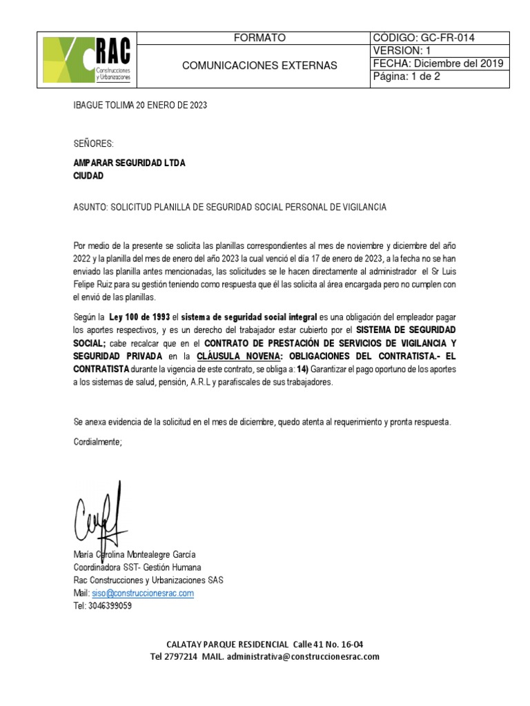 Comunicaciones Externas Amparar | PDF