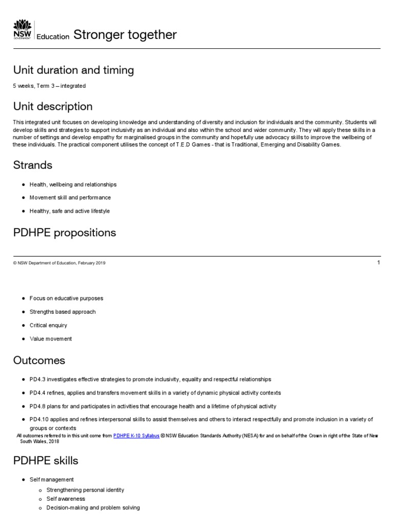Pdhpe s4 Stronger Together Program | PDF | Stereotypes | Learning
