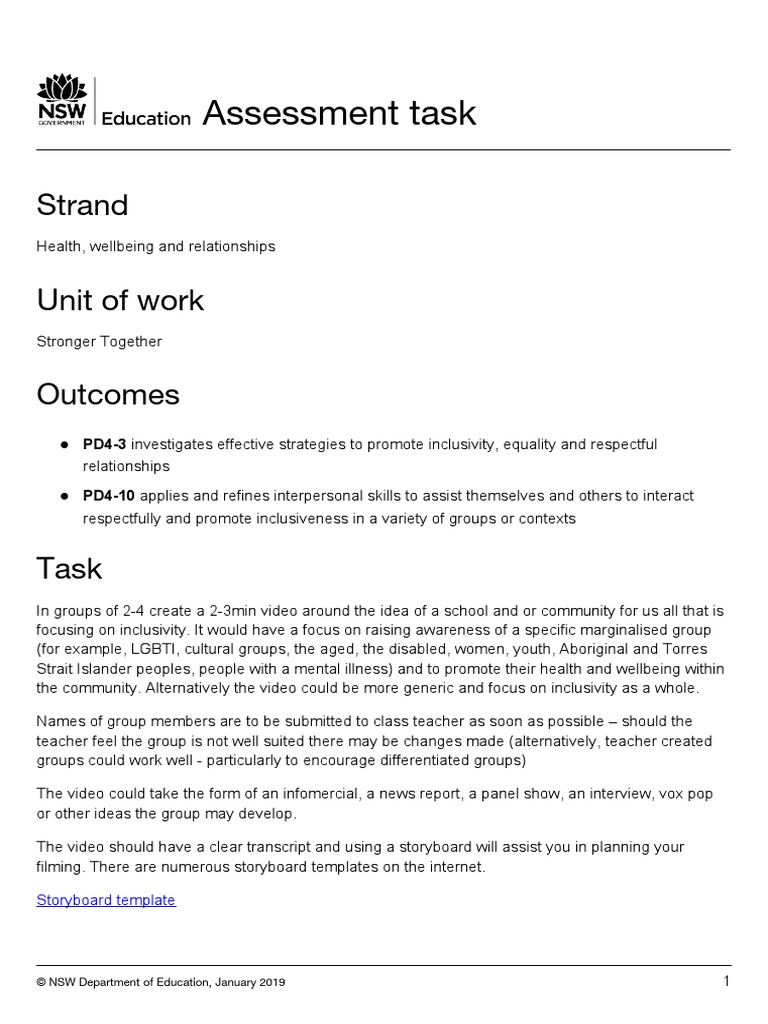 Pdhpe s4 Stronger Together Assessment Task | PDF | Teachers | Psychological Concepts