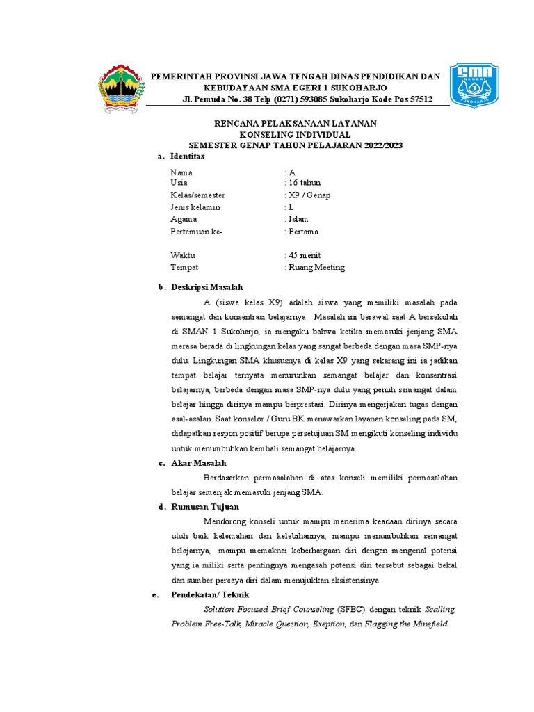 RPL Konseling Individual | PDF