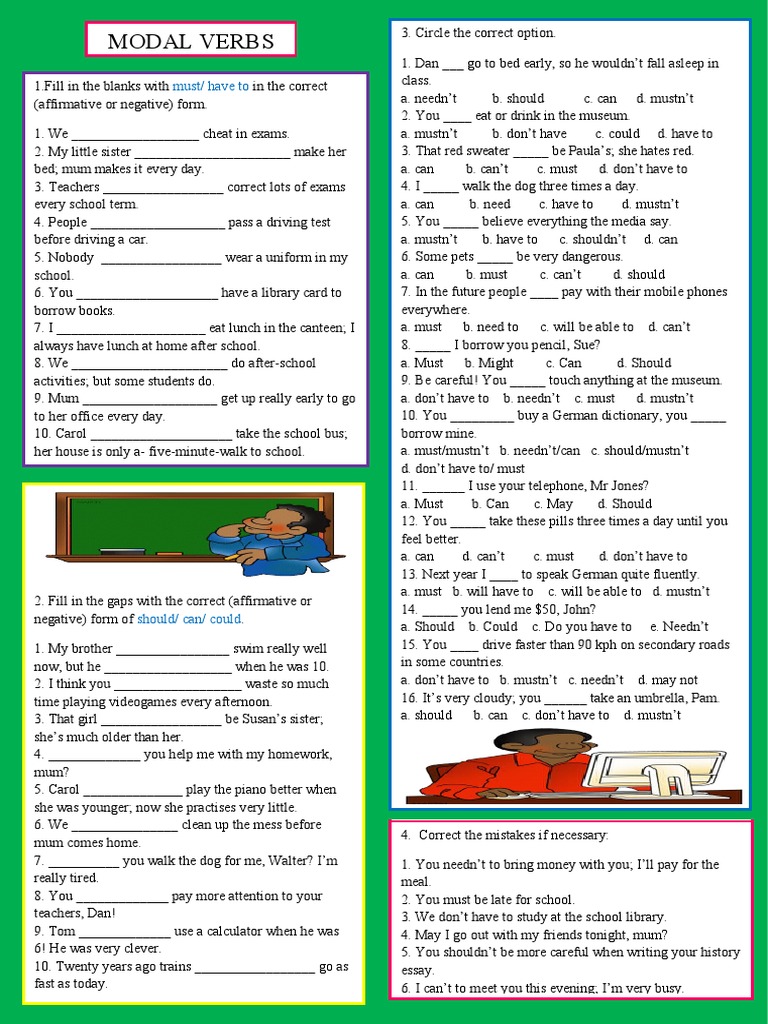 Modal Verbs Grammar Drills - 126330 | PDF