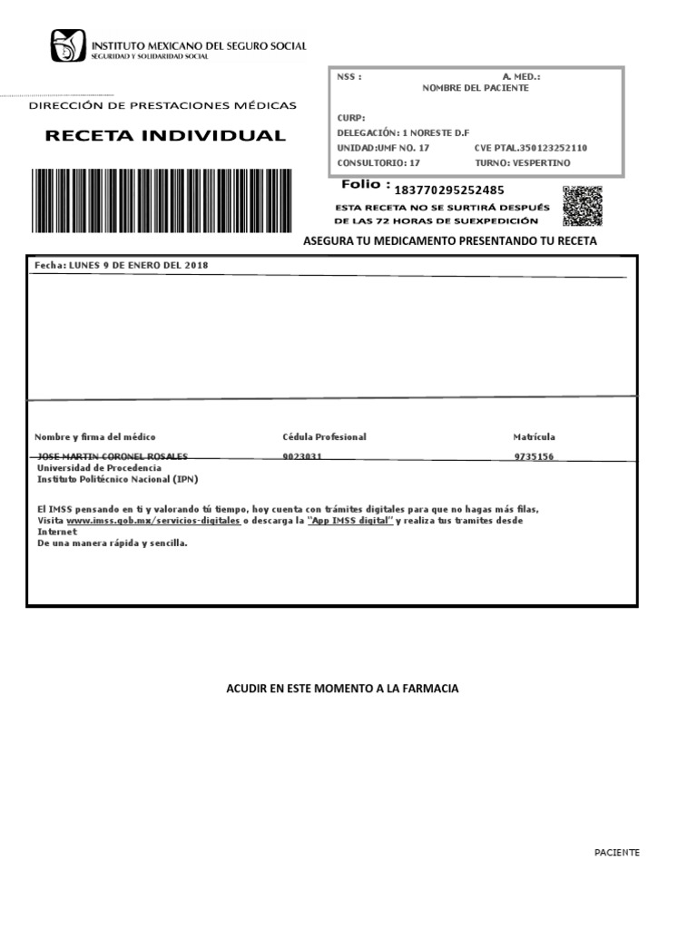 Receta Imsss | PDF