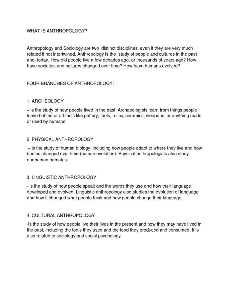 ANTHROPOLOGY | PDF | Anthropology | Self Concept