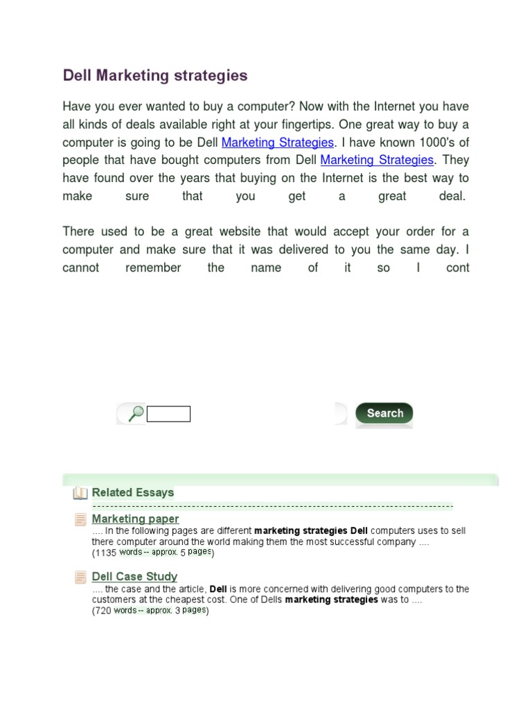 Dell Marketing Strategies | PDF | Direct Marketing | Dell