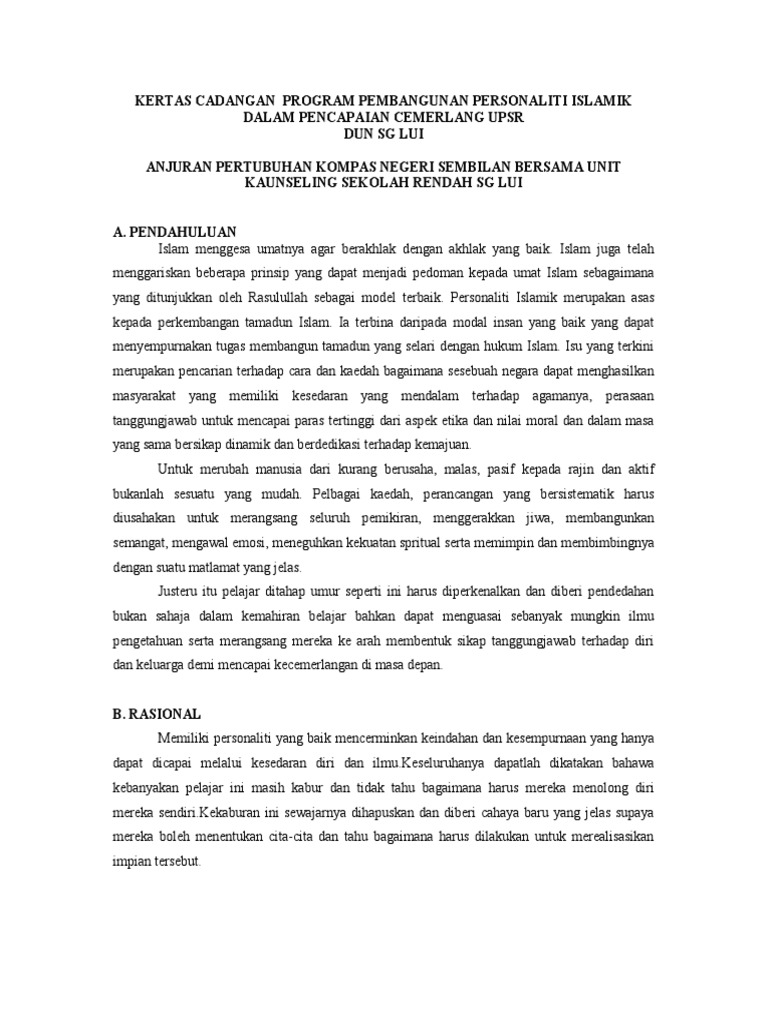 Contoh - Kertas - Kerja - Program - Personaliti UPSR | PDF