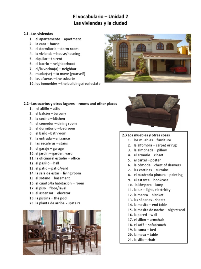 Vocabulario de Viviendas y Ciudad | PDF | Equipo | Herramientas