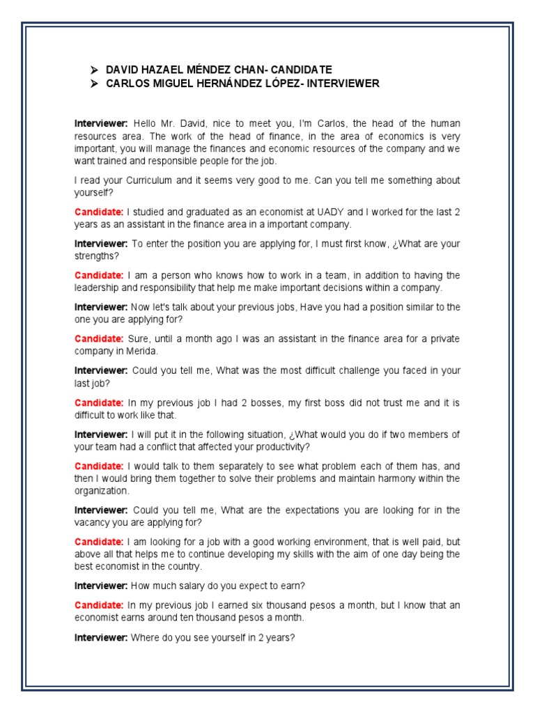 Interview Script. | PDF | Economies