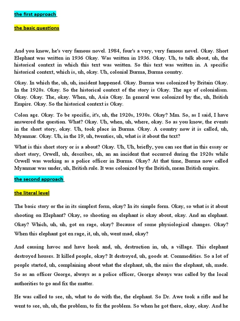 Shooting Elephant | PDF