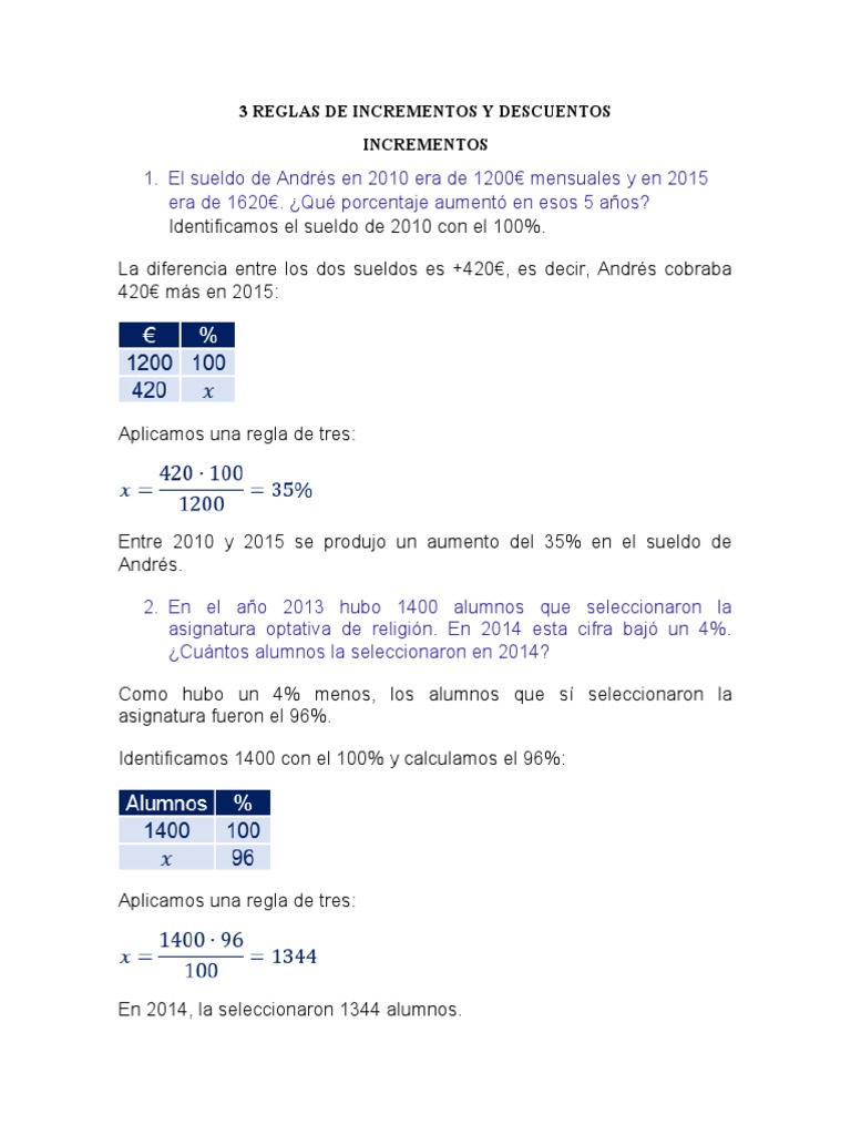 3 Reglas de Incrementos y Descuentos | PDF